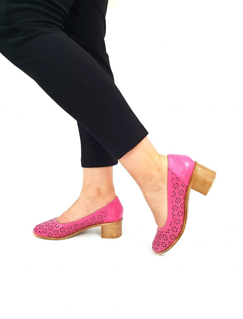 Pantofi Dama Perforati din Piele Naturala - Roz - T15 RZ Pantofi Dama Perforati din Piele Naturala - Roz - T15 RZ